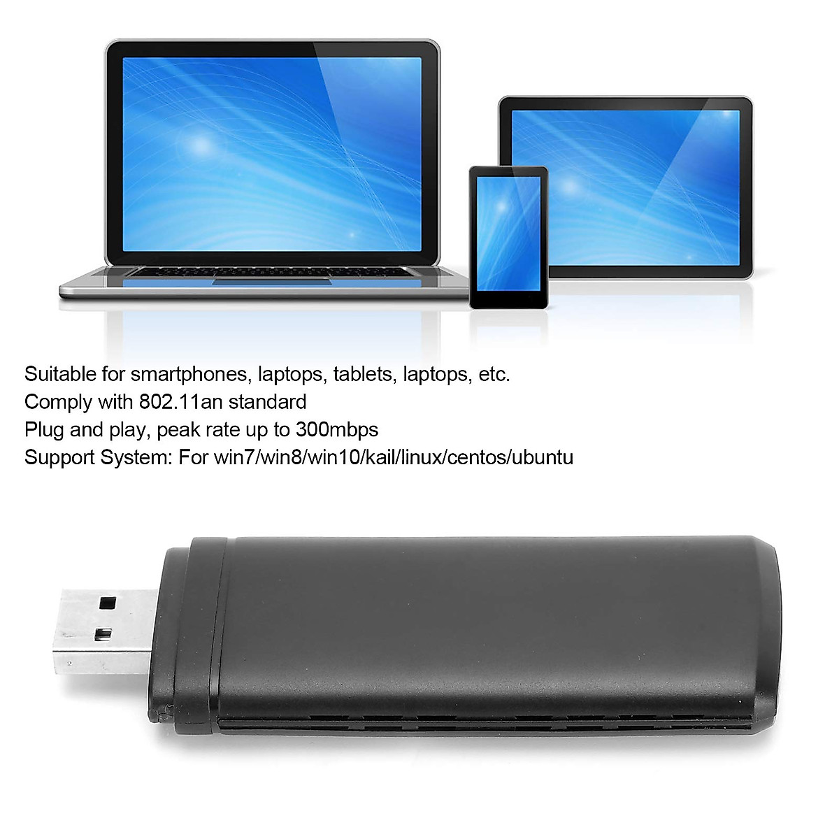 753 Mini USB Adapter,Dual Band 2.4G/5G Network Card, USB 300Mbps Router 802.11an N600 RT5572 TXN600,Support for win7/8/10/kail/linux,for Desktop Computer Laptop