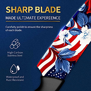 Knife Set, 6-Piece Kitchen Knife Set, German Stainless Steel, Dishwasher Safe, Beautiful Unique Gifts, Freedom, Equality and Justice Patterns