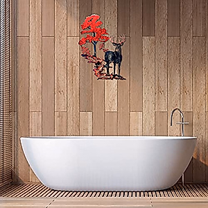 Metal Iron Whitetail Deer Wall Art Decoration Sculpture, 3D Elk Craft Home Hanging Ornament for Living Room for Living Room, Bedroom Bathroom (B)