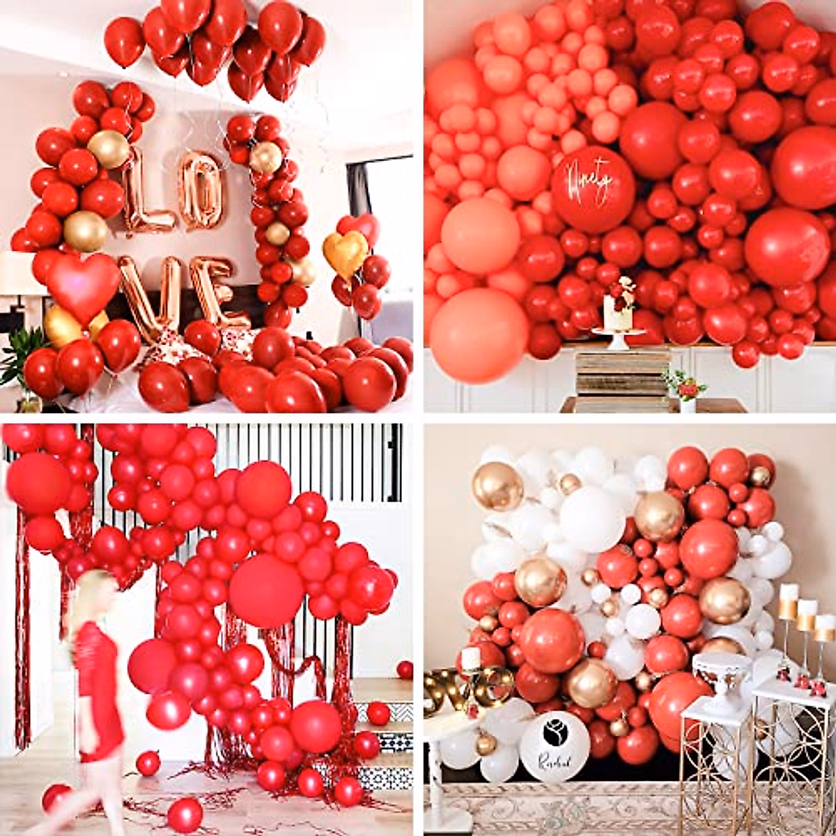 PartyWoo Red Balloons, 100 pcs Matte Red Balloons Different Sizes Pack of 36 Inch 18 Inch 12 Inch 10 Inch 5 Inch for Balloon Garland or Balloon Arch as Party Decorations, Birthday Decorations