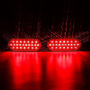 LINKITOM Oval Aluminum Housing Ultra Slim Trailer Lights, 24-LED Brake Turn Signal Side Marker Tail Lights for Boat Trailer Truck RV[Surface Mount] [DOT Certified] [IP67]