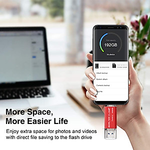 128GB USB Type-C Flash Drive 3.0 Dual Drive, BorlterClamp USB C Memory Stick OTG Thumb Drives for Android Smartphones Samsung Galaxy S10/S9/S8/Note 9, LG, Google Pixel, PC (Red)