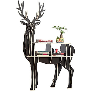 ROLTIN Storage Shelf DVD Bookcase Storage Rack Bookshelf Animal Shelf Male Deer Shape Flower Stand Model Room Coffee Table Clothing Store Landing Decoration (Size : 108 * 52 * 1