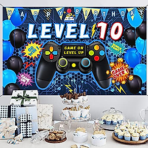 Vlipoeasn 10th Birthday Decorations for Boys 10th Video Game Birthday Decorations 10 Birthday Video Game Backdrop 10 Birthday Backdrop for Boys