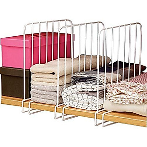 Cq acrylic Set of 8 Vertical Closet Wood Shelf Divider- Only Need to Slide to Adjust The Appropriate Distance - wire shelving Separators,White