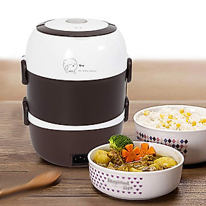 Food Steamer 3 Layers Portable Micro Electric Lunch Box Food Heated Warmer Steamer Rice Cooker Pot Style Rice Cooker (2L)