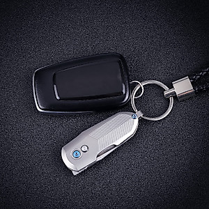 XTOUC Small Pocket Knife,1.38" Damascus Blade EDC Folding Knives with Button Lock Titanium Handle Knifes TD774