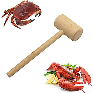 LONG TAO 8 Pcs 7-3/4-INCH Wooden Crab Lobster Mallets Shellfish Hammers Natural Hardwood Crab Hammers Seafood Cracker