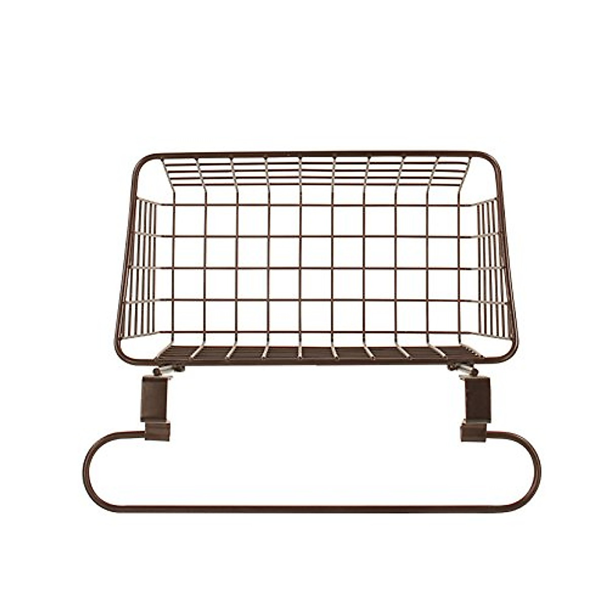 Spectrum Diversified Duo Towel Bar & Medium Basket No Installation 2-in-1 Cabinet Basket & Towel Bar, Under Sink Rustic Farmhouse Storage & Organization, Bronze