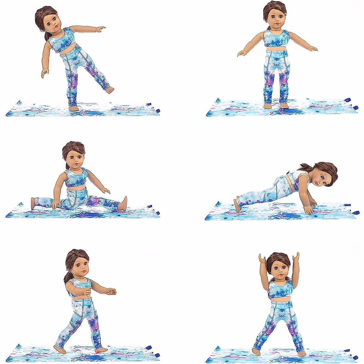 Ecore Fun 3 Items 18 Inch Doll Clothes Yoga Pilates Sports Clothes Gymnastics Yoga Exercise Outfit Sets includes Vest Suit, Yoga Mat and Towel