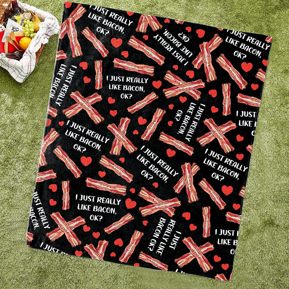 Shishiimo I Just Really Like Bacon Blanket-Bacon Gift for Kids Men Women-Soft Flannel Lightweight Blanket for Sofa Bed Birthday Festival Camping Outdoors 40"x50" for Kids Children