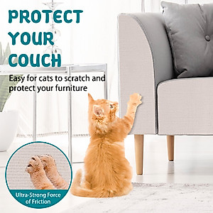 Climbing Cat Scratcher Mat Trimmable Cat Scratching Post Carpet 78.7’’x15.8’’ Self Adhesive Carpet Mat Pad Replacement for Cat Tree Shelves Post Couch Wall Furniture Steps DIY Protector (Cream White)