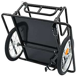 RICA-J Bike Cargo Trailer, Foldable Bicycle Cart Wagon Trailer w/ Hitch, 110 lbs Max Load - Black, Black 01
