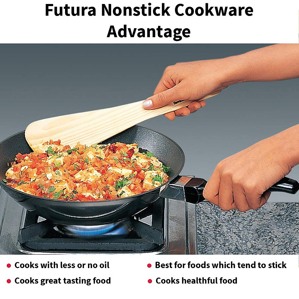 FUTURA NDL20G Non-Stick Deep-Fry Pan(Kadhai) 2.0 Litre with Glass Lid and Flat Bottom, 10.23 IN, Gray