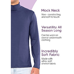 STRETCH IS COMFORT Men's Mock Neck Short SleeveTurtleneck White Large