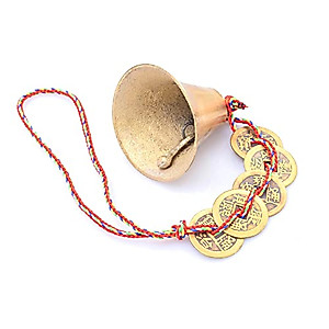 Yutoner Chinese Feng Shui Bell for Wealth and Safe, Pendant Coins for Peace and Success,Feng Shui Element, Good Luck Car Door Hanging Pendant Chime (Copper)