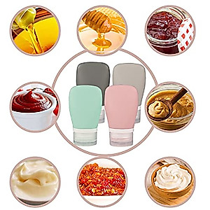 TACYKIBD 4Pcs Squeeze Salad Dressing Bottles, Leakproof Mini Sauce Condiment Bottles and Dressing to Go for Lunch, Portable Salad Dressing Container with 2Pcs Cleaning Brush (2OZ, 60ML)