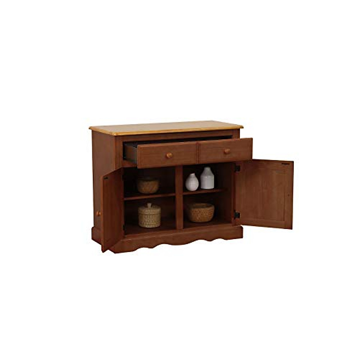 Sunset Trading Keepsake Buffet Hutch, Nutmeg Brown and Light Oak