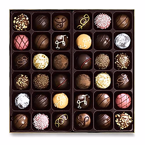 Godiva Chocolatier Signature Truffles Gift Box with Red Ribbon – 36 Piece Assorted Milk, White and Dark Chocolate Truffles with Gourmet Fillings - Unique Gift for Chocolate Lovers