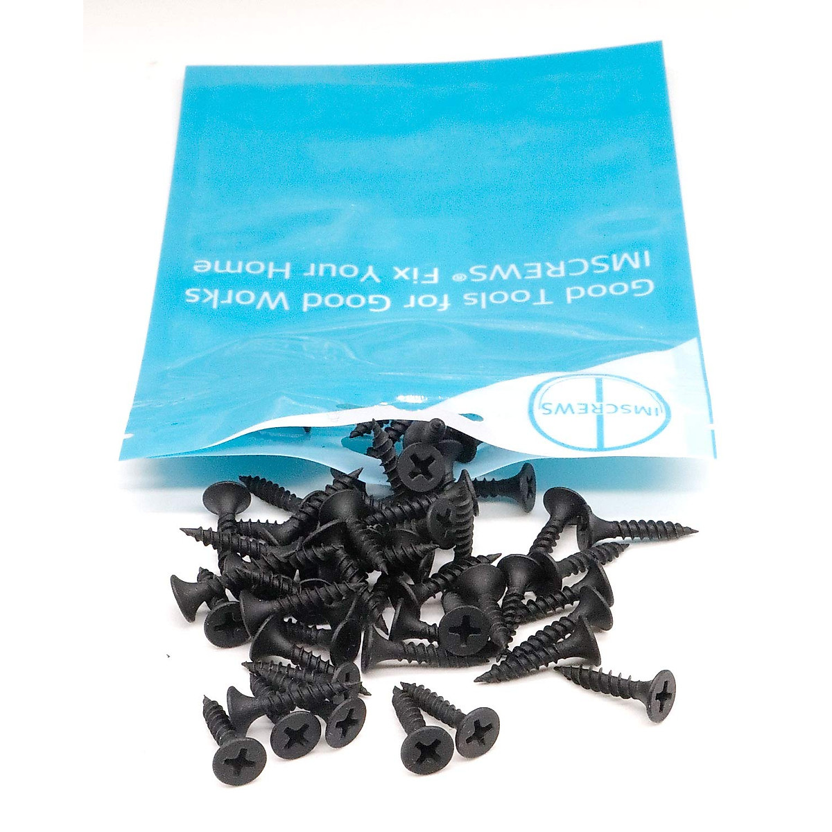IMScrews 100pcs #6 x 3/4" Flat Head Phillips Drywall Screws Fine Thread Sharp Point Wood Screw, Carbon Steel 1022A, Black Phosphate