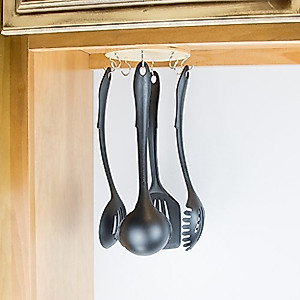 EZ Reach - Under Cabinet Utensil Holder (Maple - Stainless Hooks)