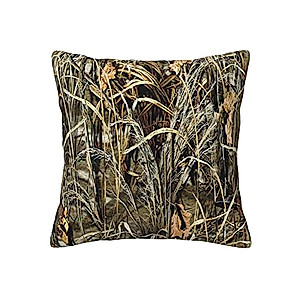 WURTON Camo Yellow & Green Print Throw Pillow Covers, Soft Square Cushion Case,for Sofa, Couch,Bed Chair-18 X 18 Inch
