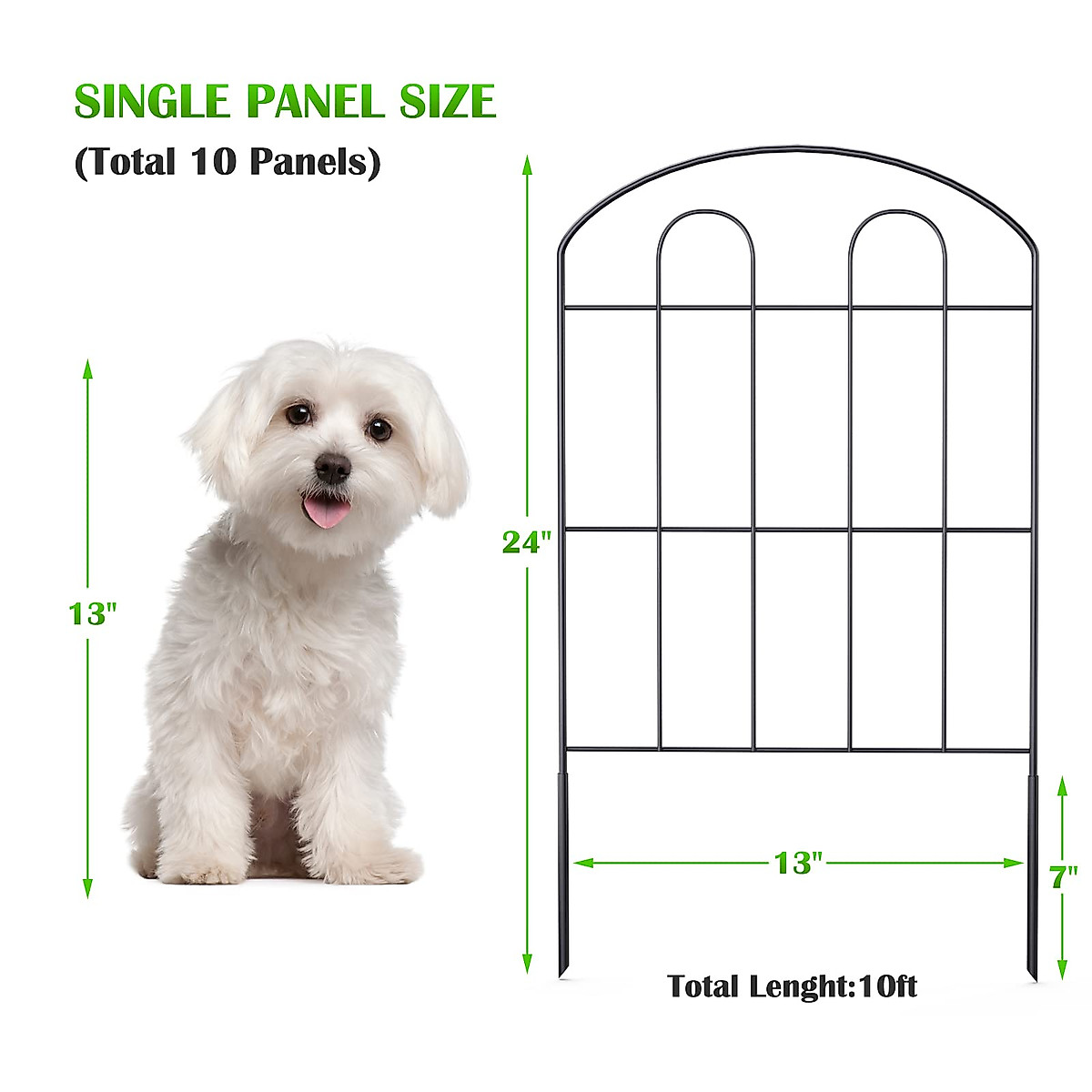 Decorative Garden Fence Outdoor 24in x 10ft Coated Metal RustProof Landscape Wrought Iron Wire Border Folding Patio Fences Flower Bed Fencing Animal Barrier Section Panels Decor