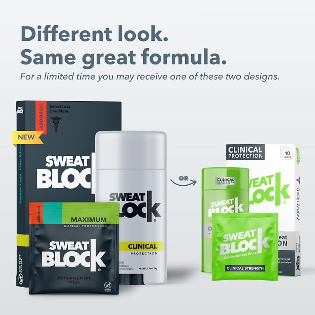 SweatBlock Antiperspirant Deodorant MAXIMUM CLINICAL STRENGTH System for Men & Women - Hyperhidrosis Aid for Excessive Sweating & Underarm Odor - 10 DRIBOOST Wipes + 1 Unisex Deodorant Stick (2.7oz)