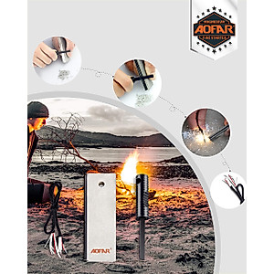 AOFAR Magnesium Fire Starter AF-374 (2-Pack) Waterproof Fire steel Pouch for Camping, Hiking, Hunting, Backpacking,Outdoor survival fire striker kit