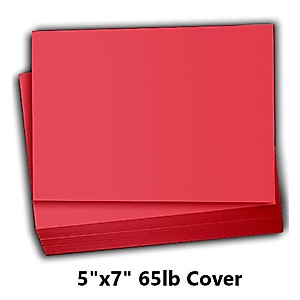 Hamilco Colored Scrapbook Cardstock Paper 5x7 Card Stock Paper 65 lb Cover 100 Pack (Punch Red)