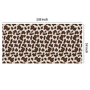 Xigejob Cow Print Party Tablecloth Supplies For Cowboy Birthday Decorations - Disposable Brown Cow Party Table Cover, Western Cowboy Farm Baby Shower Birthday Table Decorations - 2 Pack (54in x 108in)