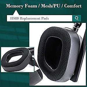 ZIXUANCUSHION HS80 Ear Pads Compatible with HS80 RGB Headset - HS80 Ear Cups/1.18 Inches Thick/Memory Foam Ear Cushions (Mesh/PU)