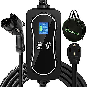 YITAHOME EV Charger Level 2 Delay 240V 32A Portable Electric Vehicle Charger with 25ft Extension Cable NEMA 14-50 Plug with J1772 EVs