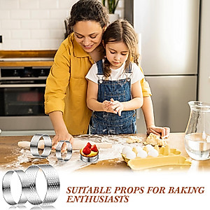 Mumufy 20 Pcs Perforated Tart Rings Round Stainless Steel Tart Rings for Baking Nonstick Metal Round Cake Ring for Pastry French Dessert Mousse Food Crisp Home Food Making Tool (2'',3.15'')