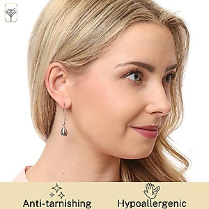 MAX + STONE Tear Drop Wire Dangle Earrings for Women in 925 Sterling Silver with Hook