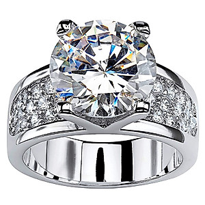 925 Sterling Silver Shiny Gem Ring Cubic Zirconia Rings CZ Diamond Multi Row Ring Eternity Engagement Wedding Band Ring for Women (US Code 9)