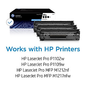 HP 85A Black Toner Cartridges (3-pack) | Works with HP LaserJet Pro P1102, P1109 Series, HP LaserJet Pro MFP M1212, M1217 Series | CE285AT1