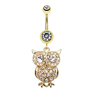 Golden Owl Sparkle WildKlass Belly Button Ring