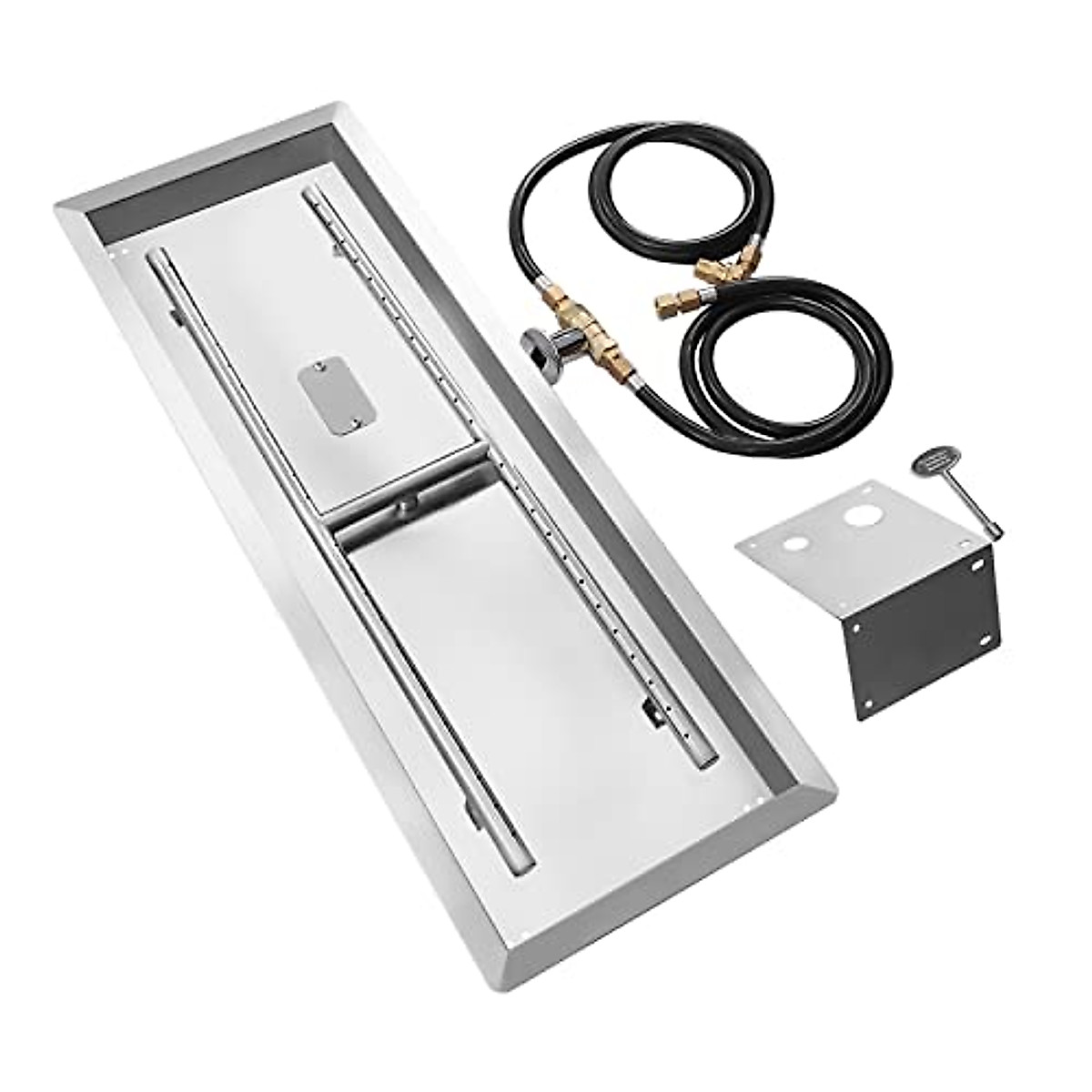 Square Drop-in Fire Pit Pan 31.5 * 12inch Outdoor Gas Fire Pit with Natural Gas Kit and Control Panel Stainless Steel Propane Fire Pit for Indoor Outdoor Picnics