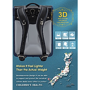 Randoseru Japanese schoolbag for primary school students?backpacks for kids boys and girls (Pure black)