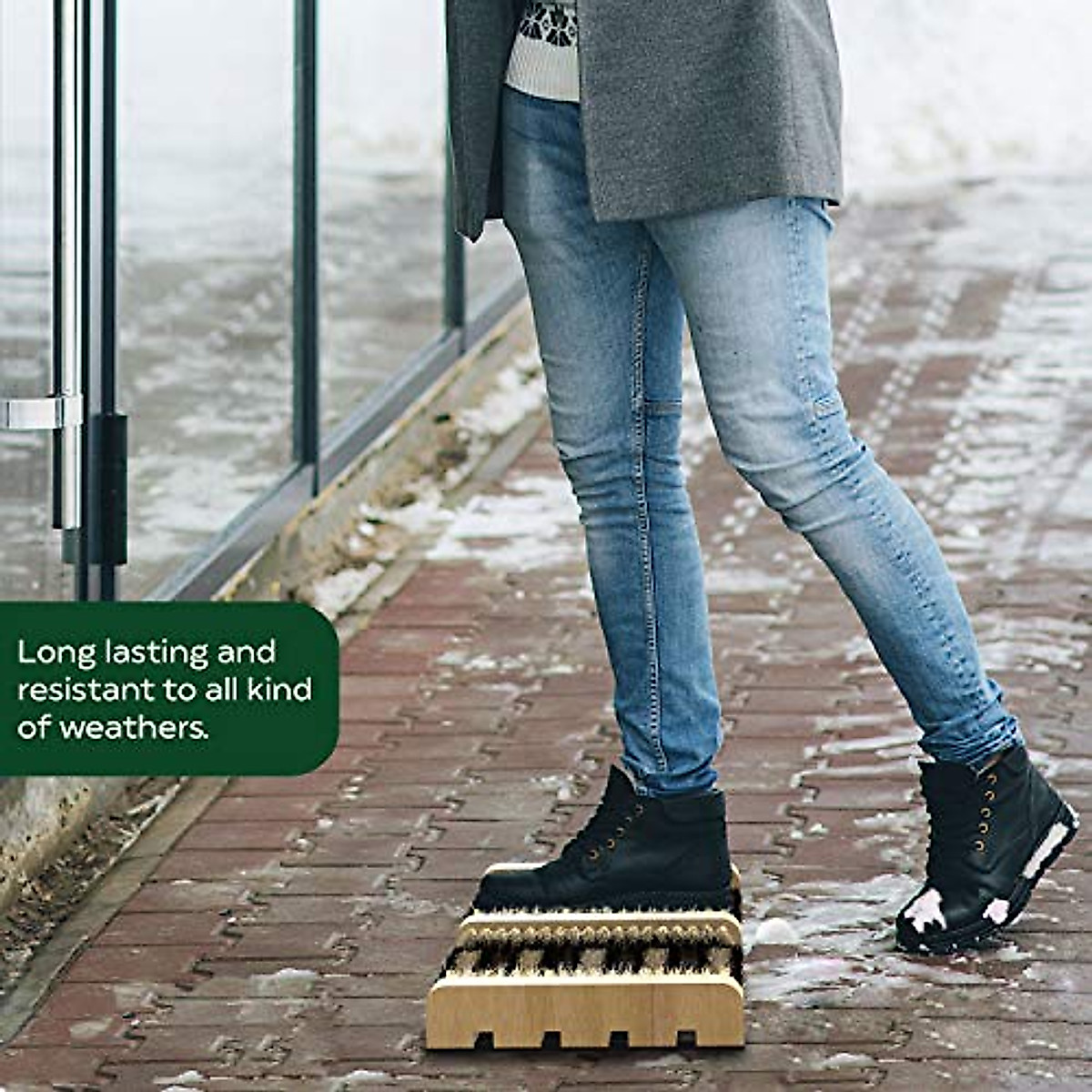 SCRUBIT Boot Scraper Brush – Flat Door Scrubber Mat - All Weather Shoes & Boots Cleaner, Removes Snow, Sand and Mud – 14.2 x 10 in. (1)