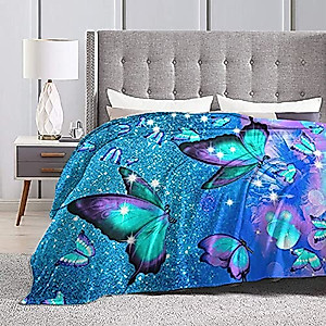 Butterfly Throw Blanket Super Soft Lightweight Flannel Fleece Blankets for Bed Couch Sofa, All Season Warm Cozy Plush Microfiber Blanket 50x40 inches