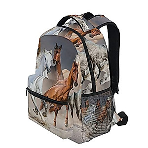 MFTJYO Horse Backpacks for Girls Boys School Backpack Horses Kids School Bags 3D Animal Print Lightweight Student Elementary 3rd 4th 5th Grade Shoulder Bag