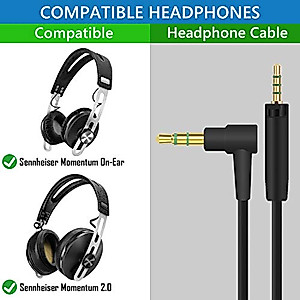 GEEKRIA Audio Cable Compatible with Sennheiser Momentum 3, Momentum 2, HD 400S, HD1, HD 4.50 SE, HD 450BT, HD 4.40, HD 4.30G Cable, 2.5mm Aux Replacement Stereo Cord (4 ft / 1.2m)