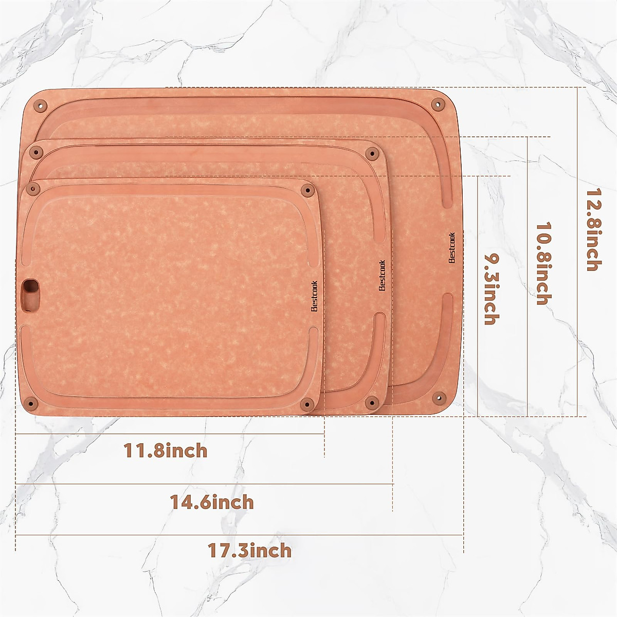 BestCook Kitchen Wood Fiber Cutting Board, High Density Non-Porous Wooden Chopping Board with Juice Groove and Non-slip Feet, BPA Free, Dishwasher Safe, Knife Friendly for Meat Bread Fruit, Wooden