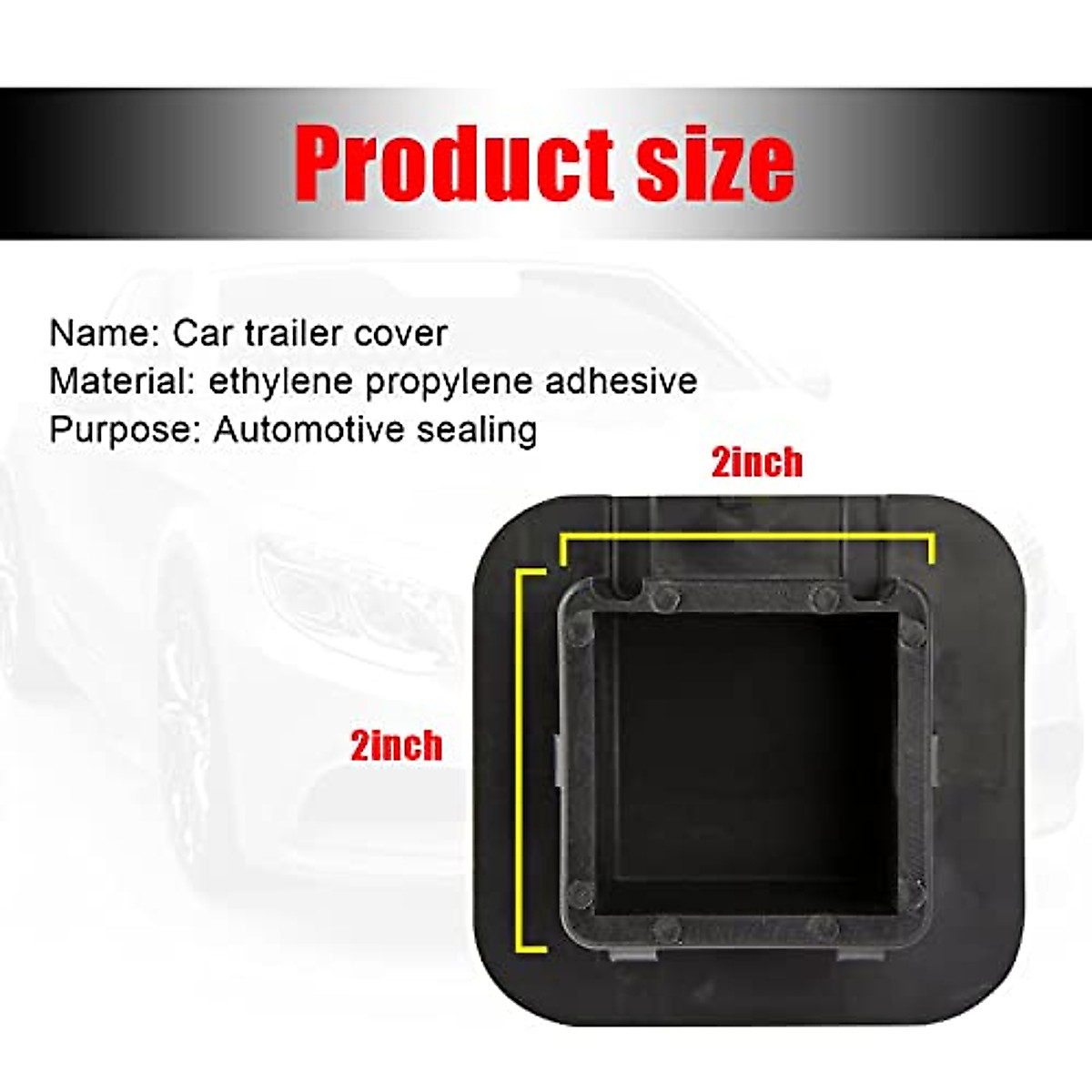 QODOLSI Pack-1 Trailer Hitch Cover Tube Plug, 2 Inches Heavy Duty Trailer Hitch Tube Cover, Trailer Hook Dust Plug Square Mouth Protection Cover (Black)