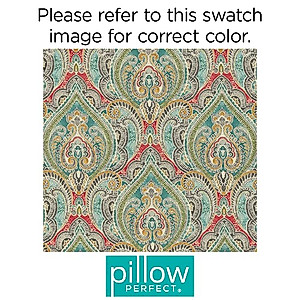 Pillow Perfect Paisley Outdoor Patio Reversible Chairpad with Ties Weather, and Fade Resistant, 15.5" x 16", Blue/Multi Pretty, 2 Count