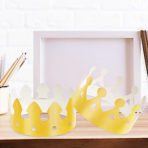 Aniann 28 Pack Gold Paper Crown Gold Foil Party Crown Hat Cap for Birthday Celebration Baby Shower Photo Props (2 Styles)