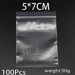 KOqwez33 100Pcs Resealable Clear Cello/Cellophane Bags, Clear Household Sundries Food Storage Zipper Plastic Bags for Treat Cookie Bakery Candle Soap Popcorn Transparent 9cm x 13cm