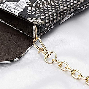 Women Snakeskin Envelope Clutch Bag Crossbody Purses With Chains Evening Party Prom Shoulder Messenger Handbags